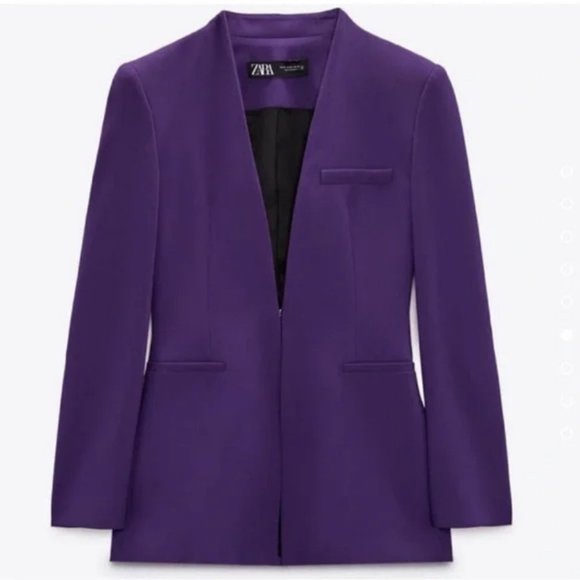 Zara | Jackets & Coats | Zara 2 Piece Lapelless Fitted Blazer And Belted Pants Purple | Poshmark